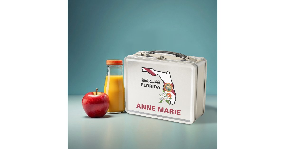 Custom Florida Flag State Flower Orange Blossom Metal Lunch Box | Zazzle