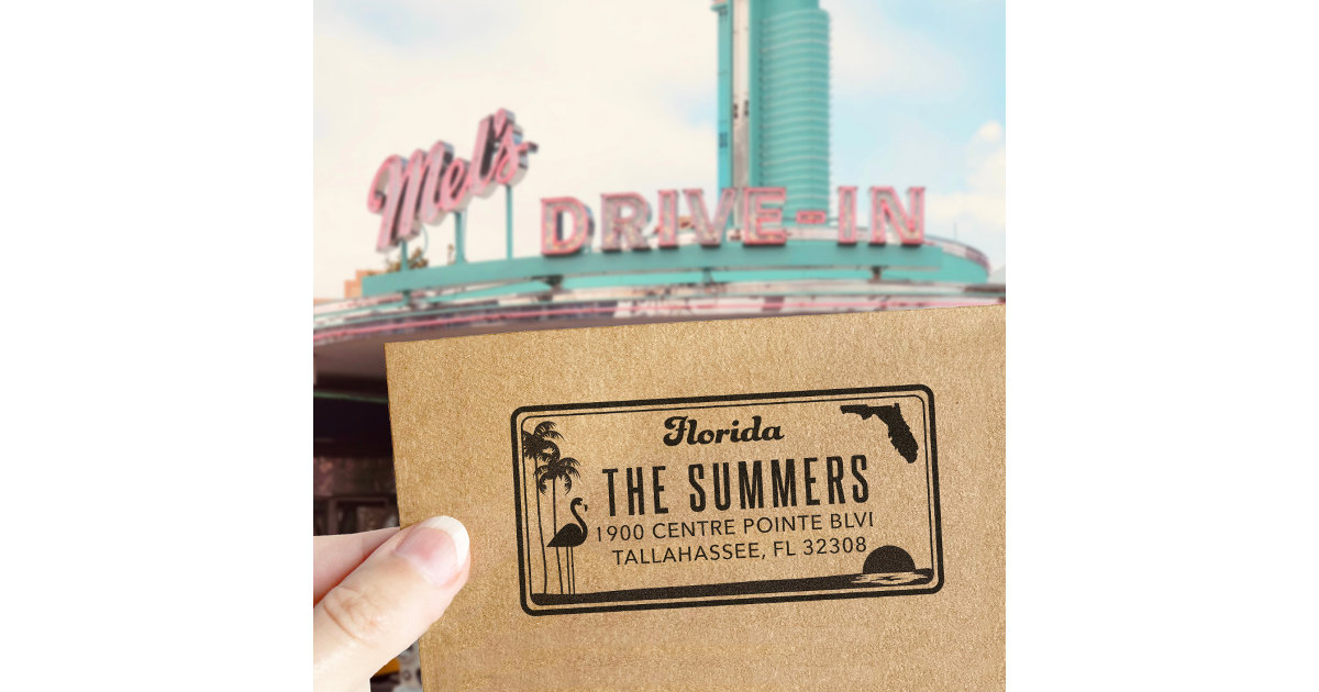 Custom Florida License Plate Return Address Stamp | Zazzle