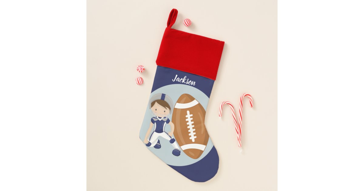 Custom Football Kid Christmas Stocking | Zazzle