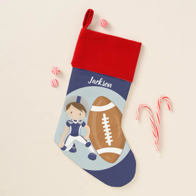 Custom Football Kid Christmas Stocking | Zazzle