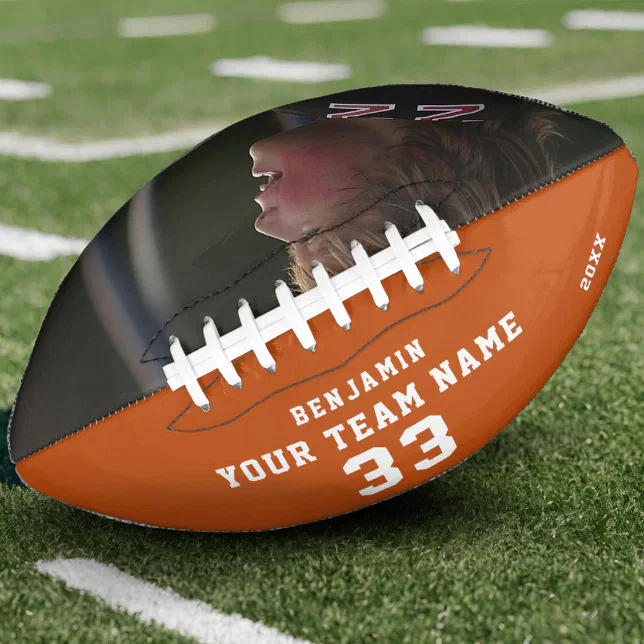 Custom Football Orange Name Number Team Photo | Zazzle