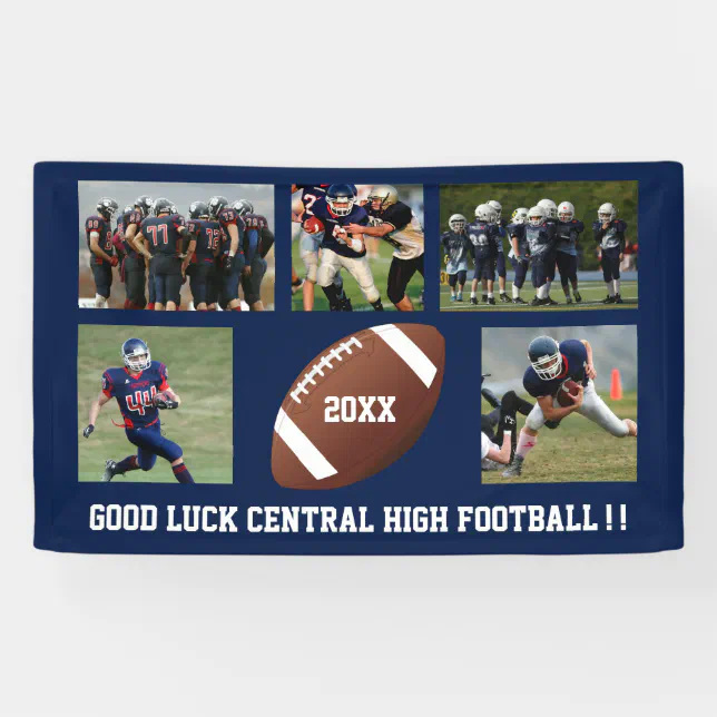 Custom Football Photo Collage Team School Name Banner | Zazzle