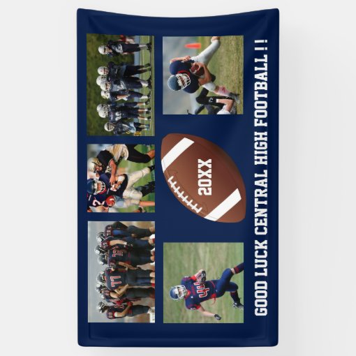Custom Football Photo Collage Team School Name Banner | Zazzle