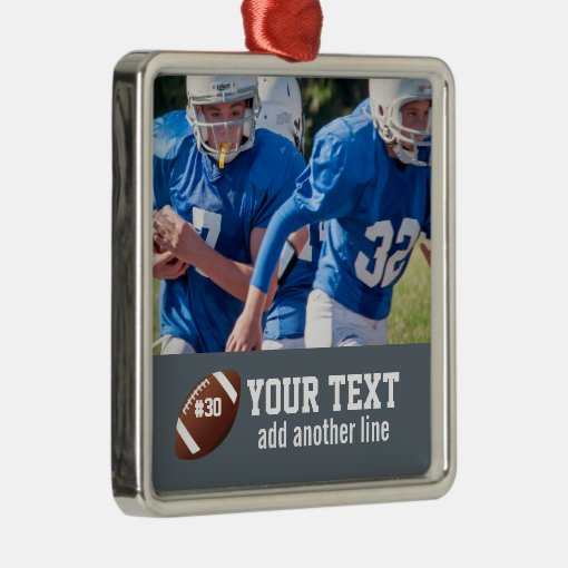 Custom Football Photo Name and Number Metal Ornament | Zazzle