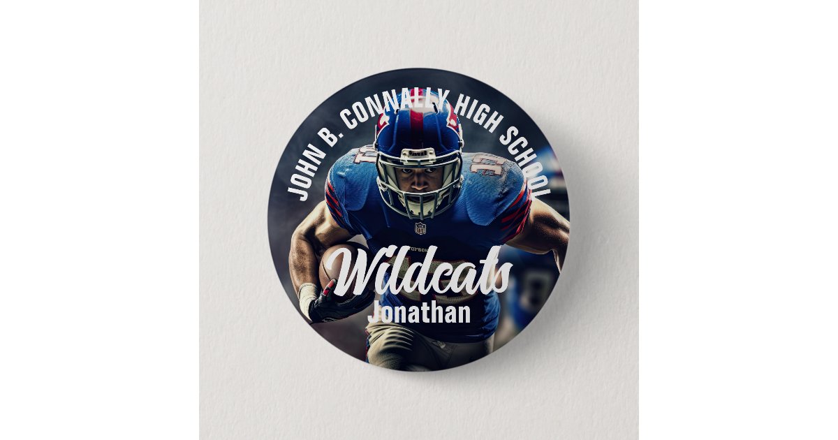 Custom Football Player Photo High School Spirit Button | Zazzle
