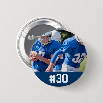 Custom Football Player Photo Number Button | Zazzle