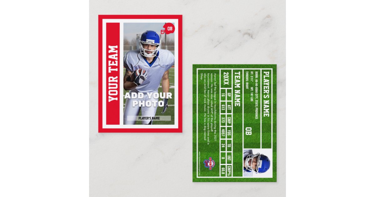 Custom Football Quarterback Trading Card (Red) | Zazzle