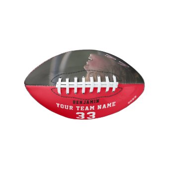 Custom Football Red Name, Number, Team and Photo | Zazzle