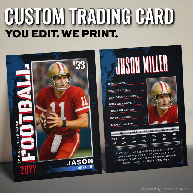 Custom Football Trading Card PRO Player Stats Card | Zazzle