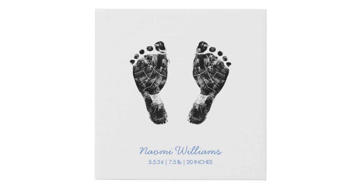 Custom Footprint | Upload Your Baby Footprint To Faux Canvas Print | Zazzle