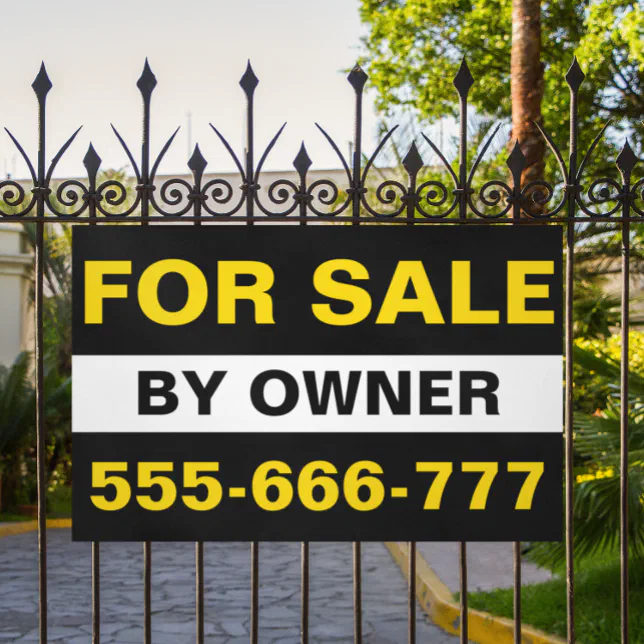 Custom For Sale By Owner Real Estate Realty Black Banner | Zazzle