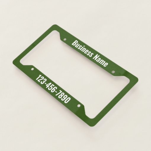 Custom Forest Green Business Template License Plate Frame | Zazzle