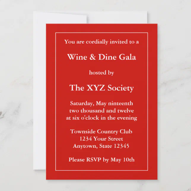 Custom Formal Red Invitation or Announcement | Zazzle