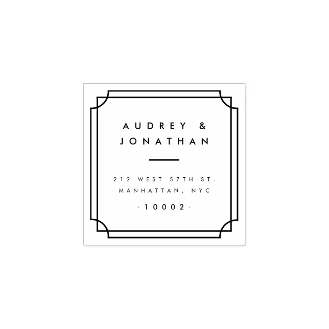Custom Formal Square Frame Wedding Return Address Rubber Stamp | Zazzle