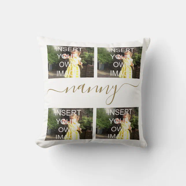 Custom Four Photo Family Nanny Throw Pillow | Zazzle