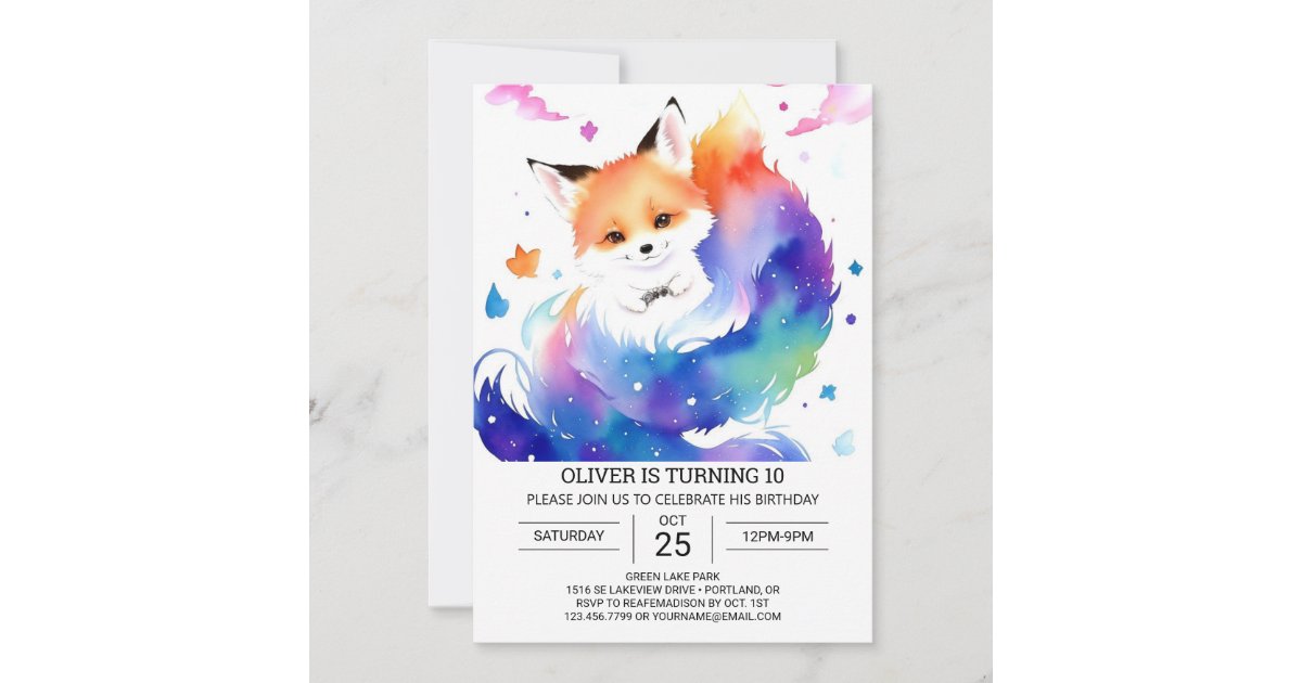 Custom Fox Birthday Bliss Invitation | Zazzle