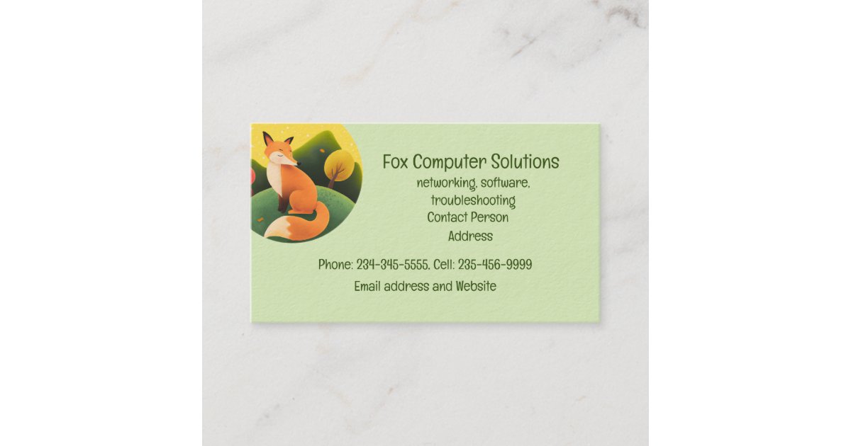 Custom Fox Computer Solutions Business Card | Zazzle