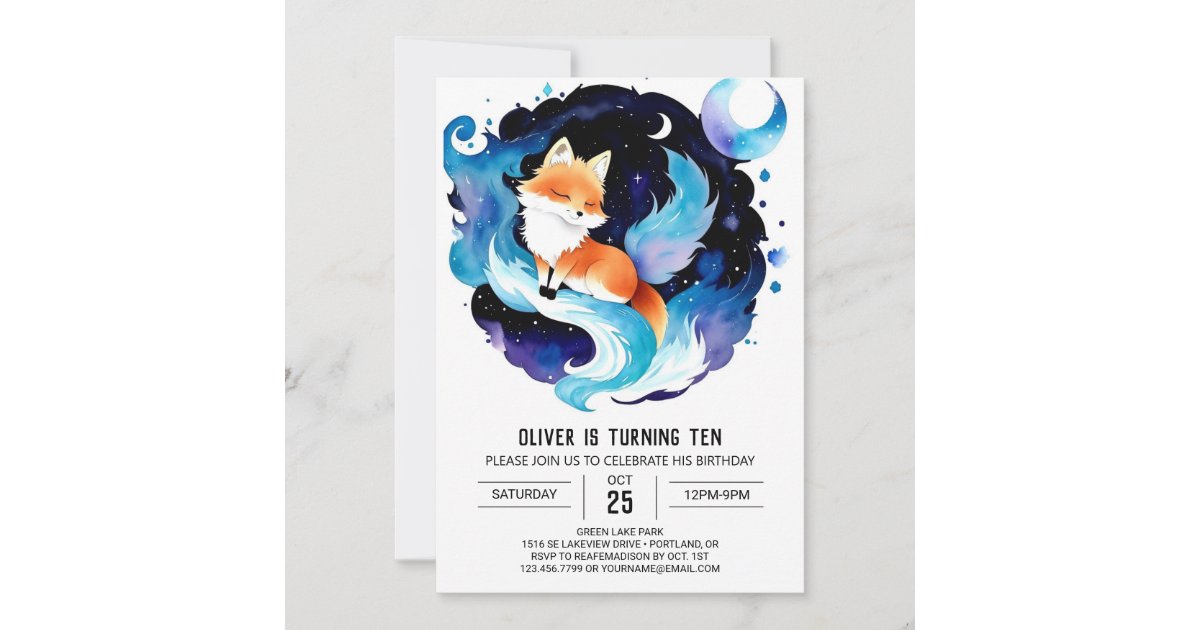 Custom Fox Printable Birthday Invitation | Zazzle