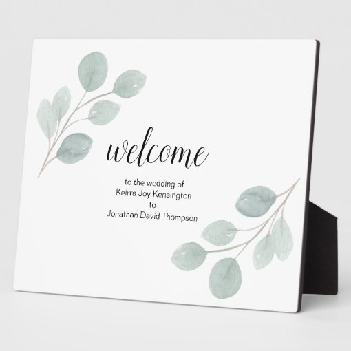 Custom Free standing Welcome Wedding Sign leaf Plaque | Zazzle