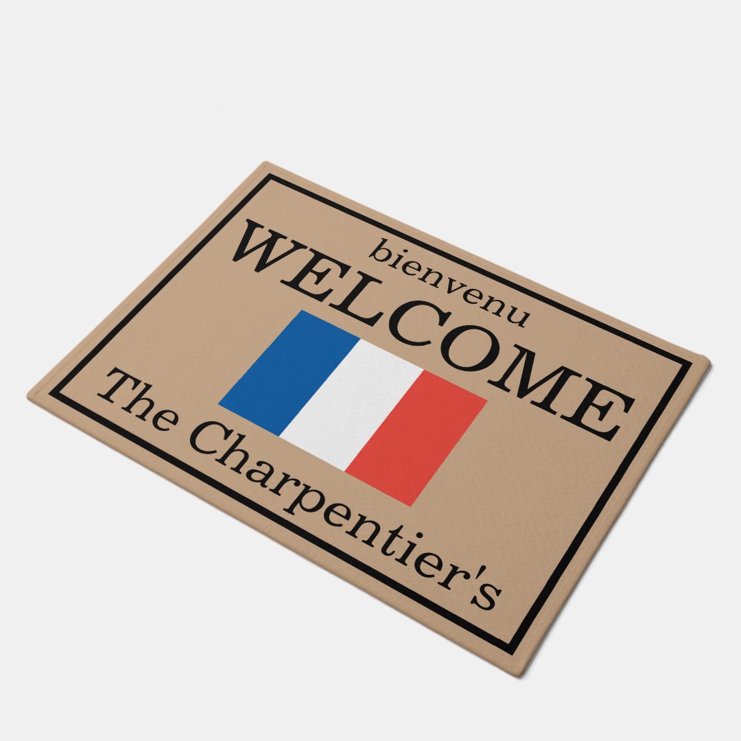 Custom French Flag Family Name Door Mat | Zazzle