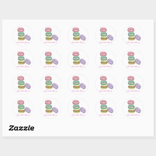 Custom french macaron stickers. classic round sticker | Zazzle