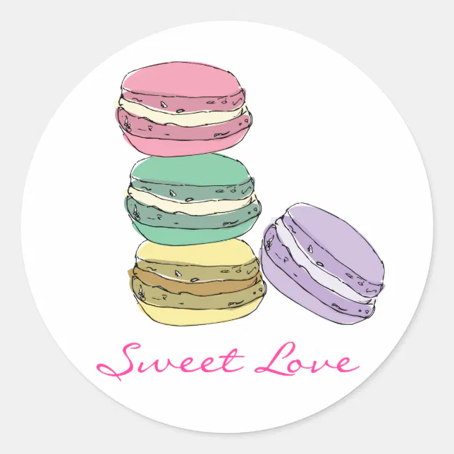 Custom french macaron stickers. classic round sticker | Zazzle