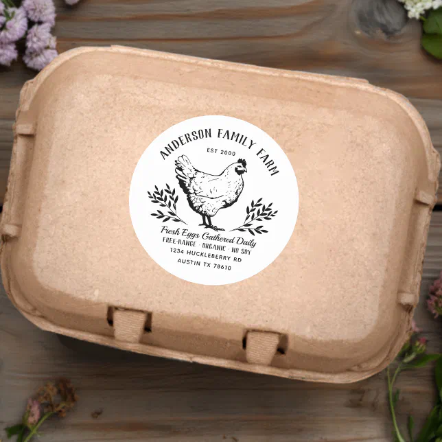 Custom Fresh Eggs Family Farm Classic Round Sticker | Zazzle