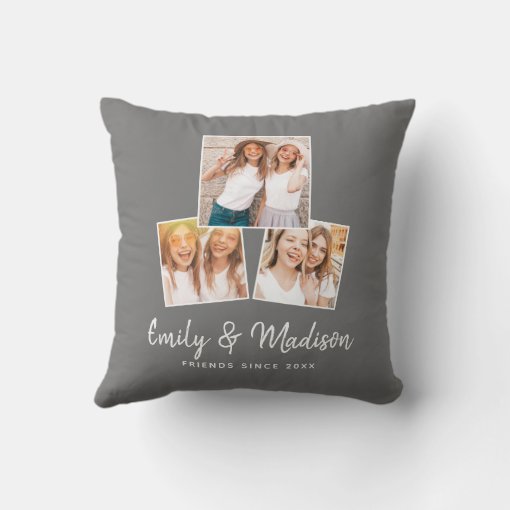 Custom Friendship Chic Photo Best Friends Besties Throw Pillow | Zazzle