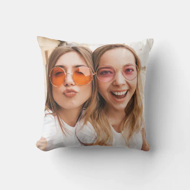 Custom Friendship Chic Photo Best Friends Marble Throw Pillow | Zazzle