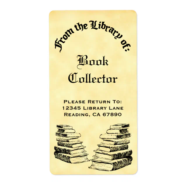 Custom From the Library of Vintage Books Labels | Zazzle
