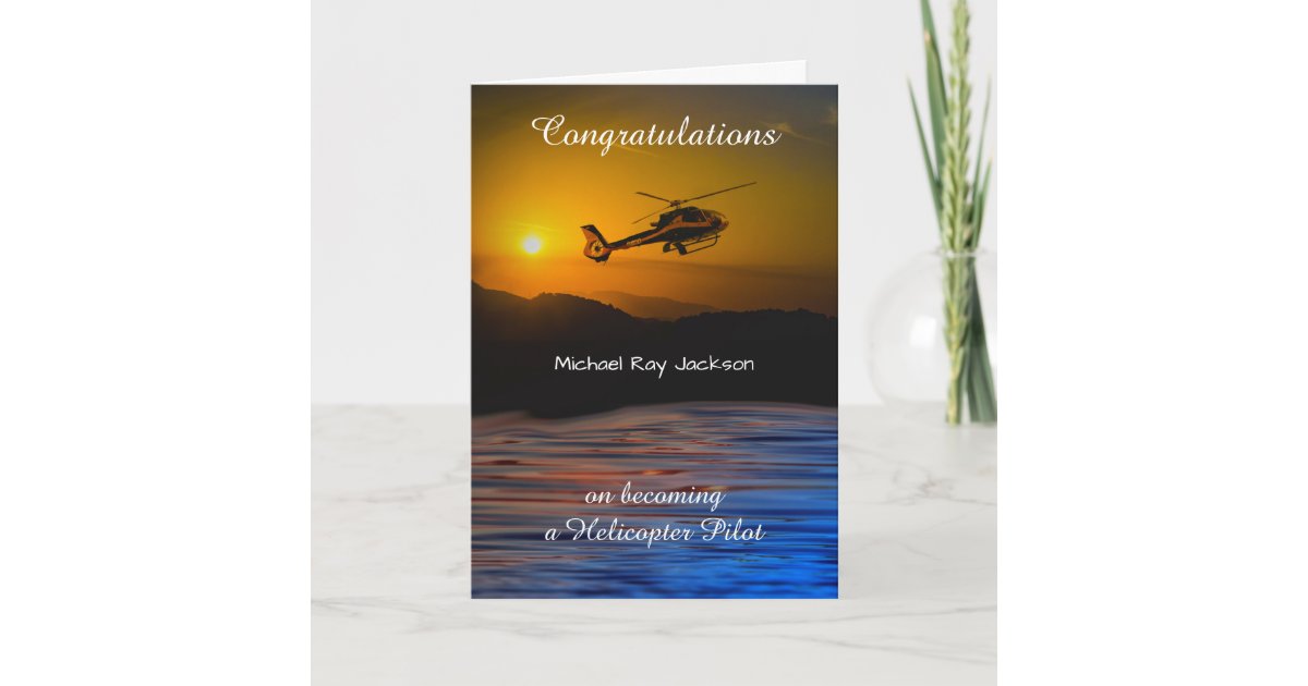 Custom Front, Congratulations Helicopter Pilot Card | Zazzle