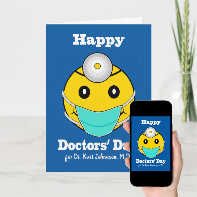 Custom Front Happy Doctors' Day, Happy Face Doctor Card | Zazzle