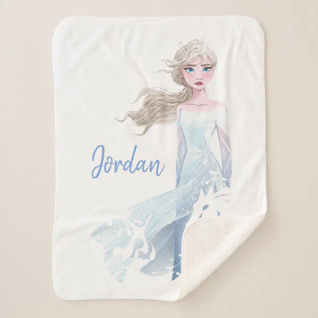 Custom Frozen 2: Elsa Watercolor Illustration Sherpa Blanket | Zazzle