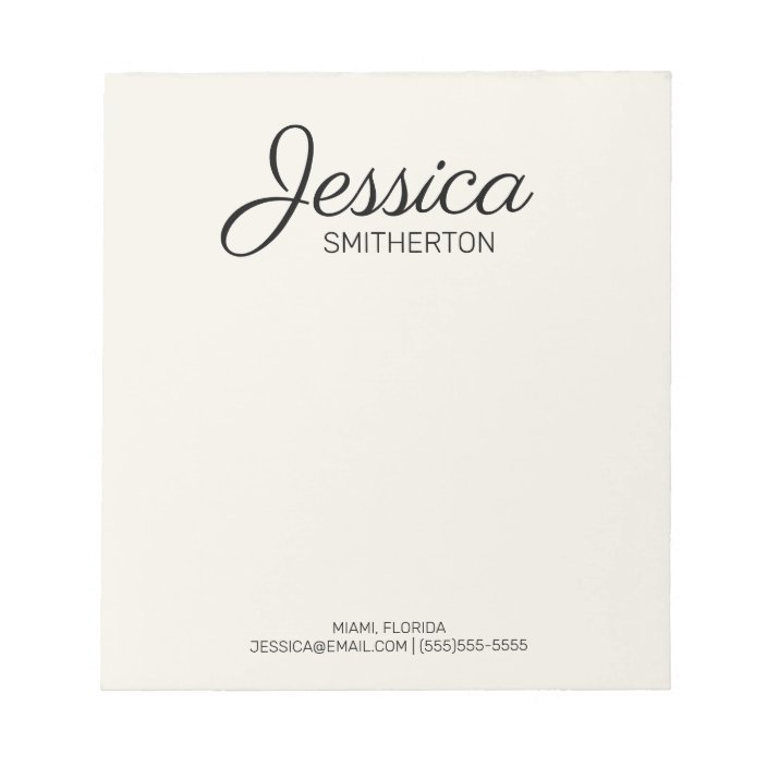 Custom Full Name Handwritten Script Contact Info Notepad | Zazzle.com