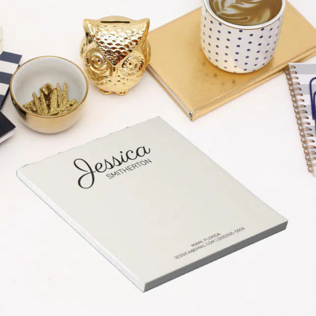 Custom Full Name Handwritten Script Contact Info Notepad | Zazzle
