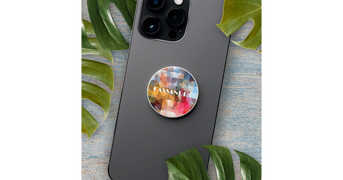 Custom Fun Blue Orange Pink Purple Popart Pattern PopSocket | Zazzle