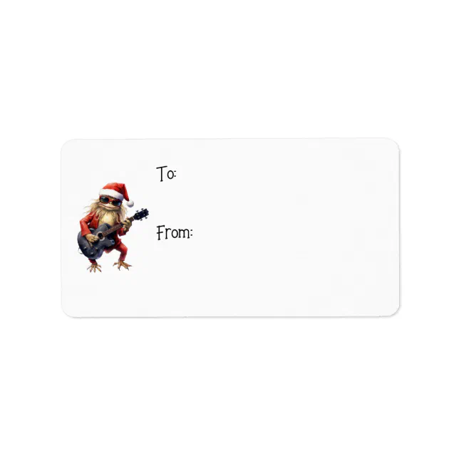 Custom Fun Christmas Frog Rock Band To/From Labels | Zazzle