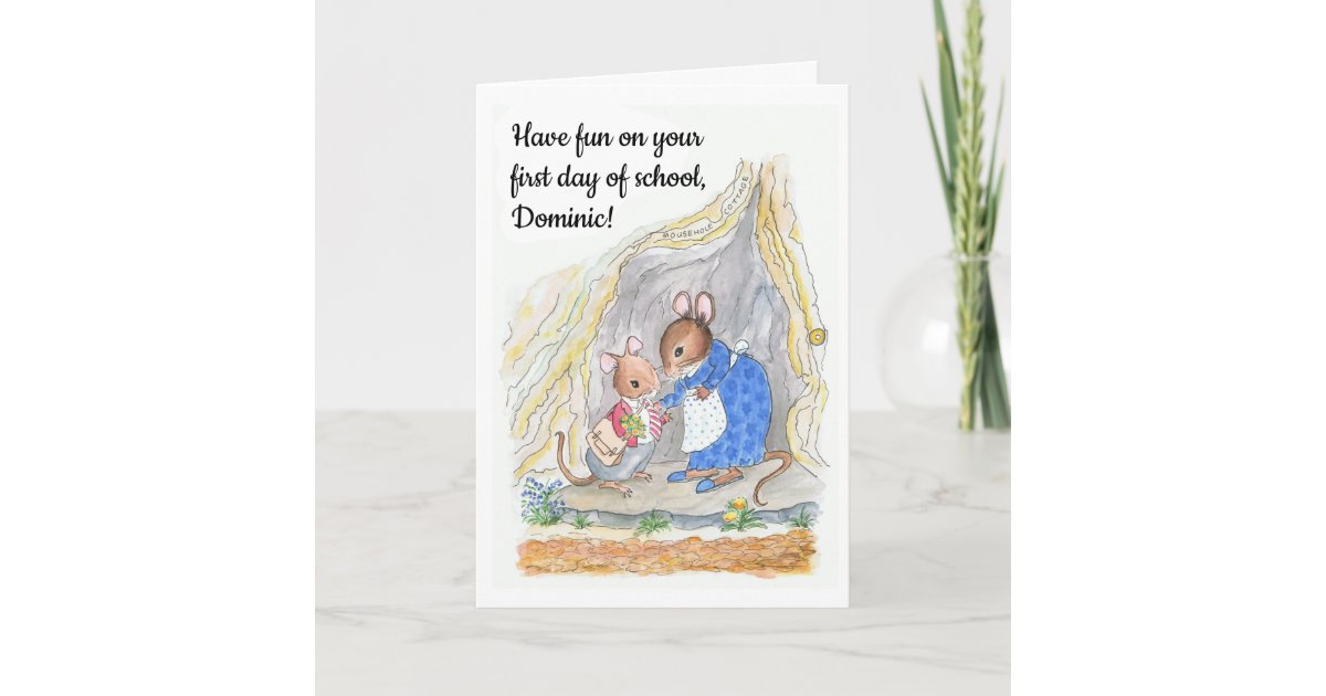 Custom Fun Cute Mouse Good Luck New School Card | Zazzle