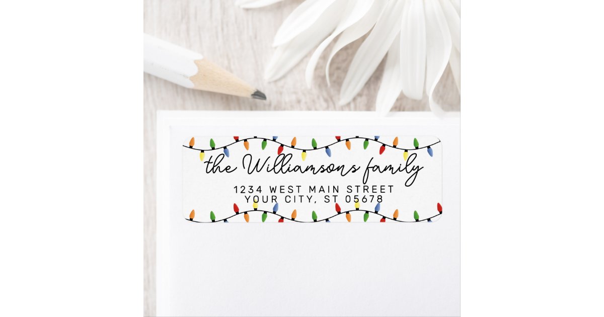 Custom Fun Festive Party String Lights Pattern Label | Zazzle