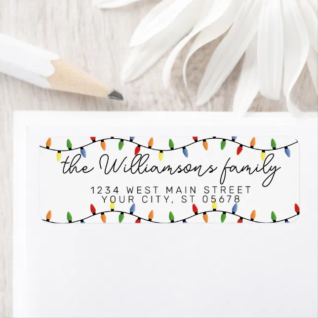 Custom Fun Festive Party String Lights Pattern Label | Zazzle