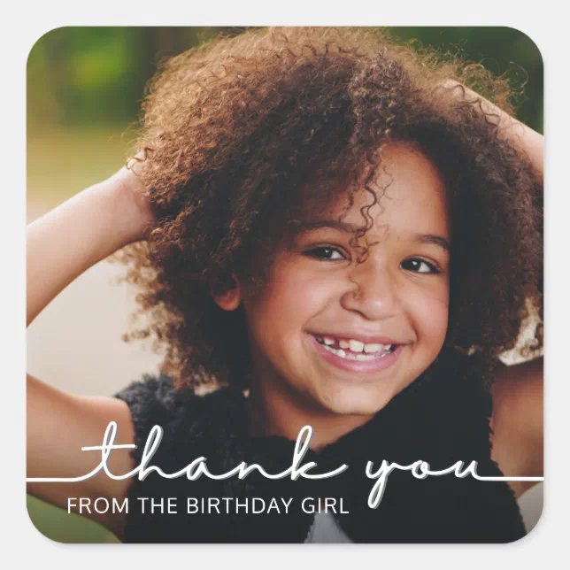 Custom Fun Thank You Photo Birthday Stickers | Zazzle