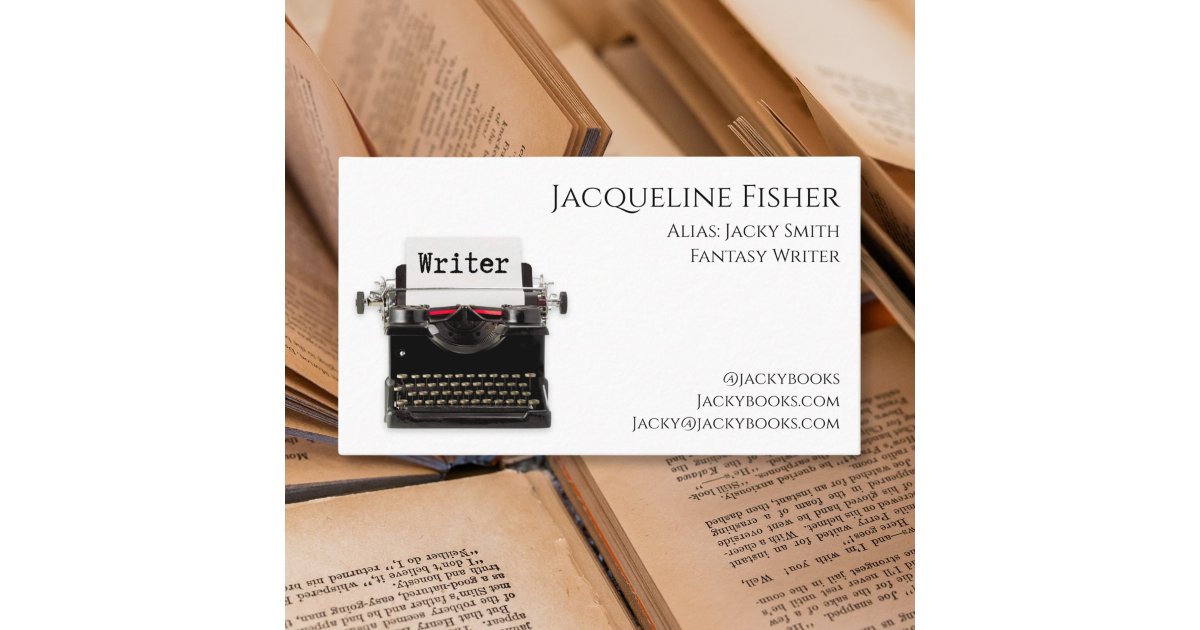 Custom Fun Typewriter Writer With Alias Template Business Card | Zazzle