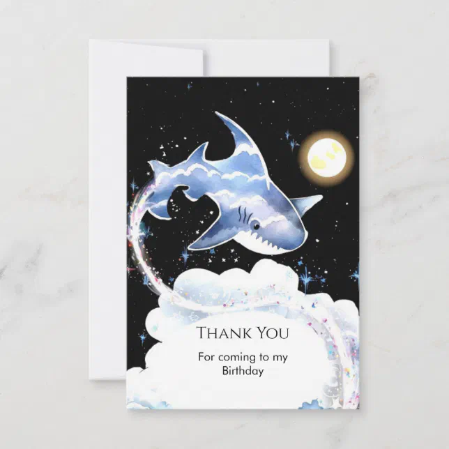 Custom Fun Underwater Shark Birthday Thank You Card | Zazzle