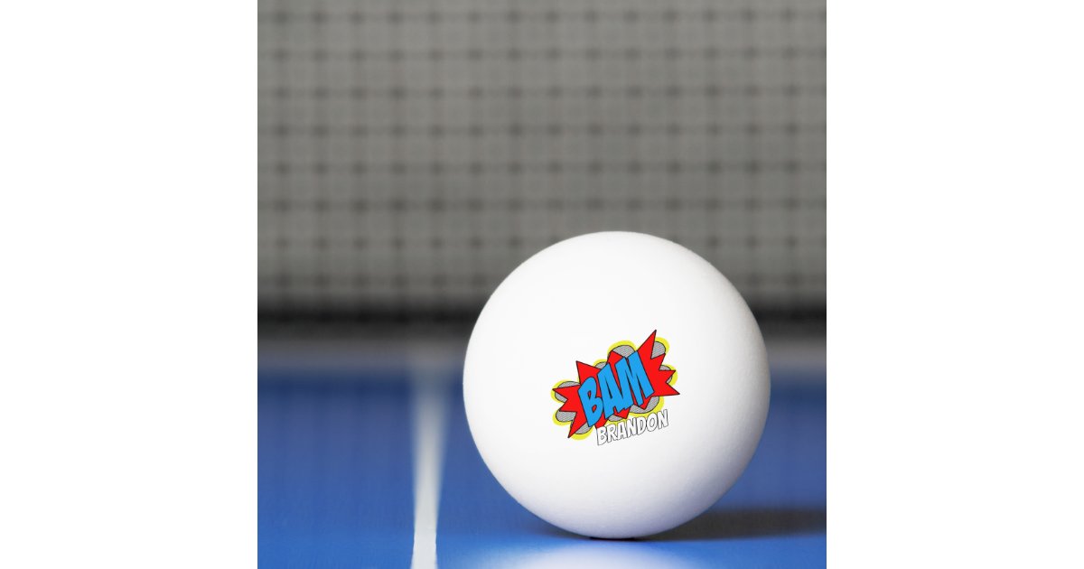 Custom Fun Vintage Comic Book Pop Art Style BAM Ping Pong Ball | Zazzle