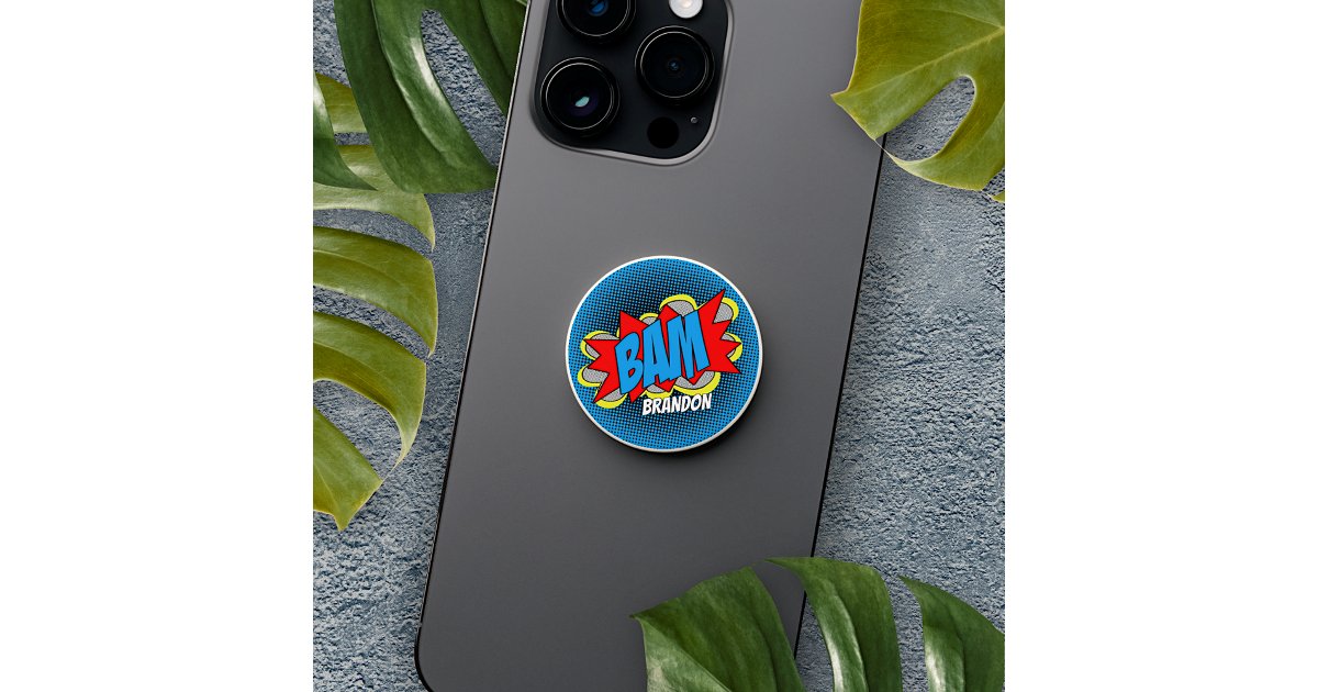 Custom Fun Vintage Comic Book Pop Art Style BAM PopSocket | Zazzle