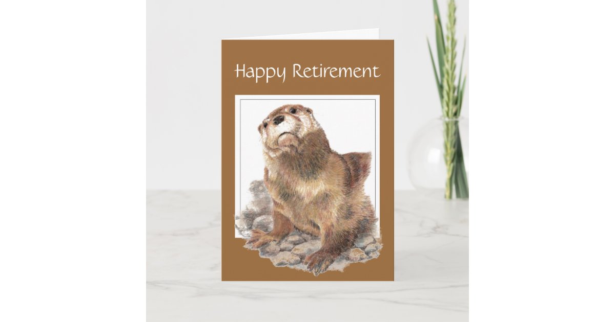 Custom, Funny Retirement, Otter, Watercolor Animal Card | Zazzle