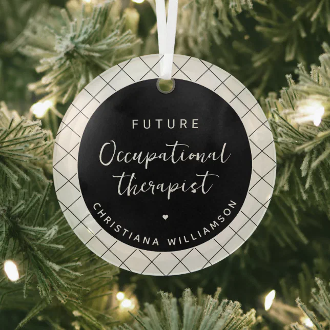 Custom Future OT Occupational Therapist Elegant Glass Ornament | Zazzle