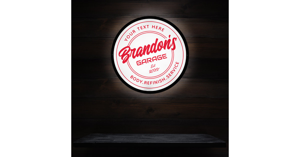 Custom Garage Red LED Sign | Zazzle
