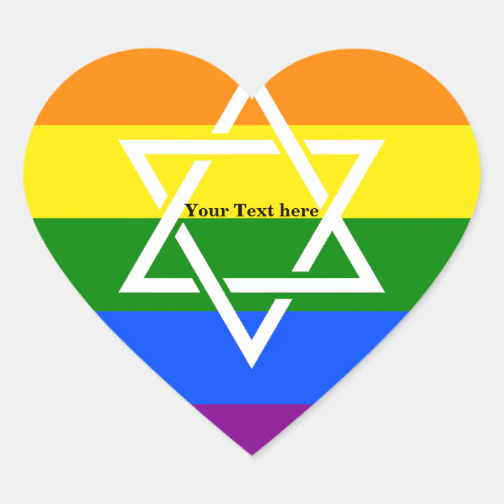 Custom Gay Rainbow Flag Jewish Star of David Heart Sticker | Zazzle