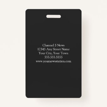 Custom Geometric Reporter Photographer BW Press ID Badge | Zazzle